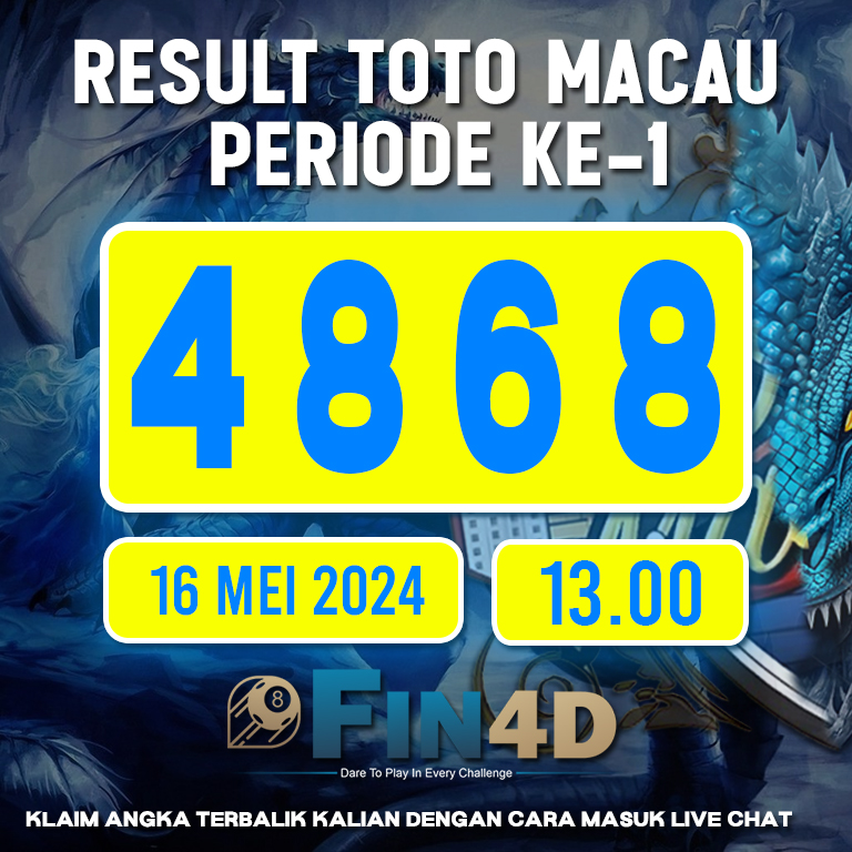 TOTO MACAU 4D PERIODE 1 TANGGAL : 16 MEI 2024 - FIN4D - Medium
