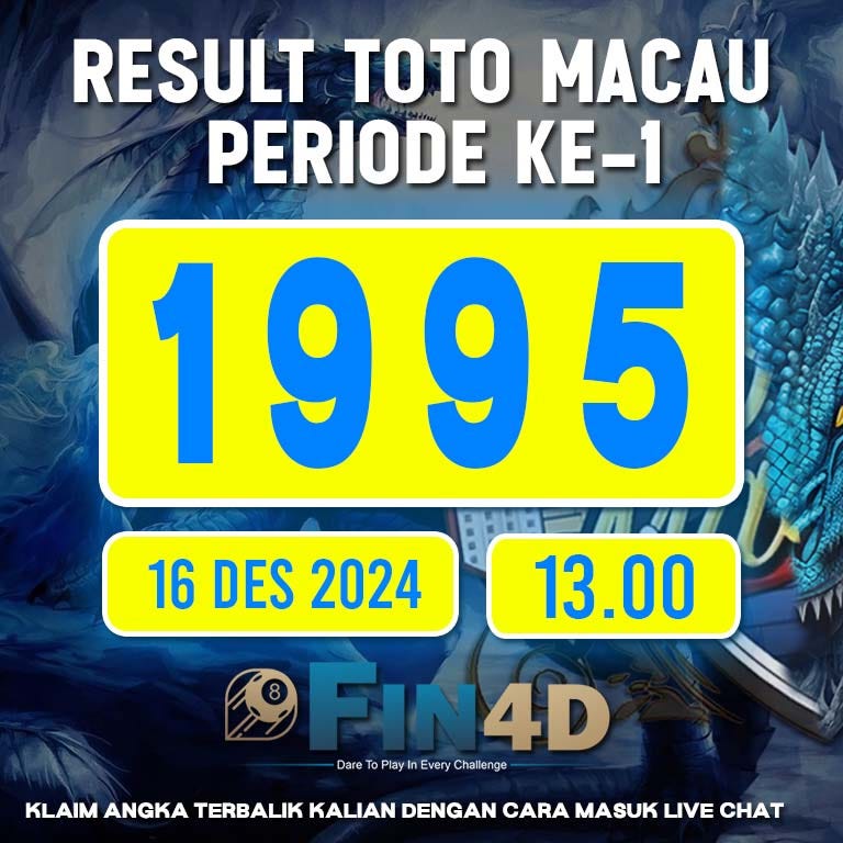 🟢TOTO MACAU 4D PERIODE 1 TANGGAL :14 DESEMBER 2024 SAH DI ANGKA 1 9 9 5 ...