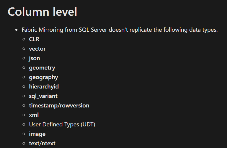 Additional Data Type Support in Fabric SQL Server Mirroring | by Mark Pryce-Maher | Medium