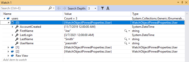 Visual Studio Watch Window Pinned Members | by Joe Rattz | What A Tool ...