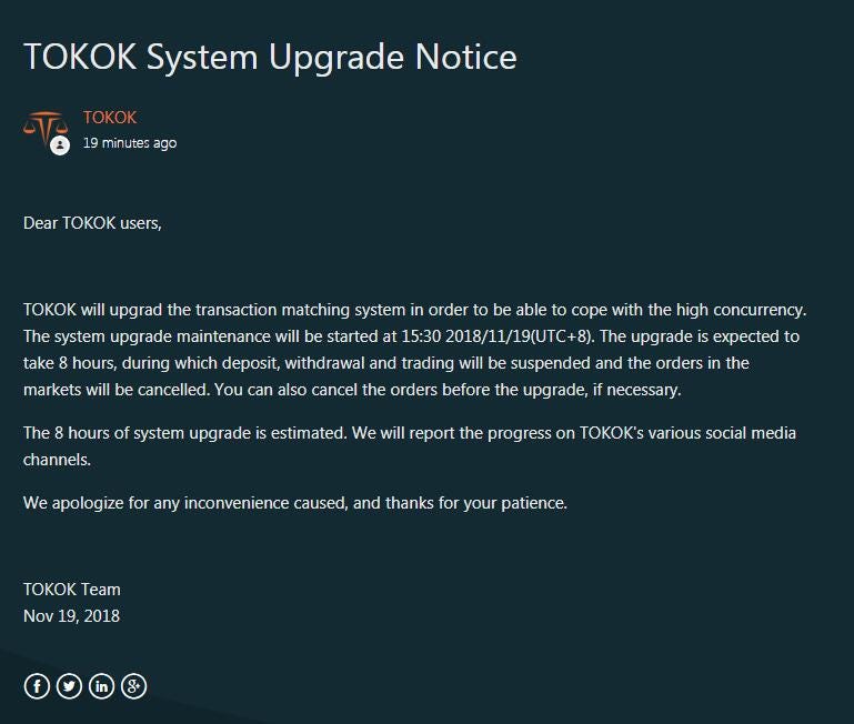 TOKOK System Upgrade Notice | by TOKOK | Medium