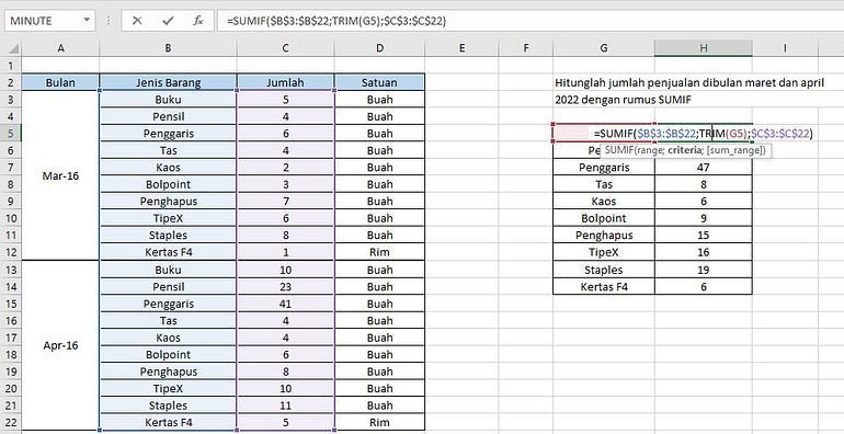 SUMIF dan SUMIFS. SUMIF | by Annisa Aini | Medium