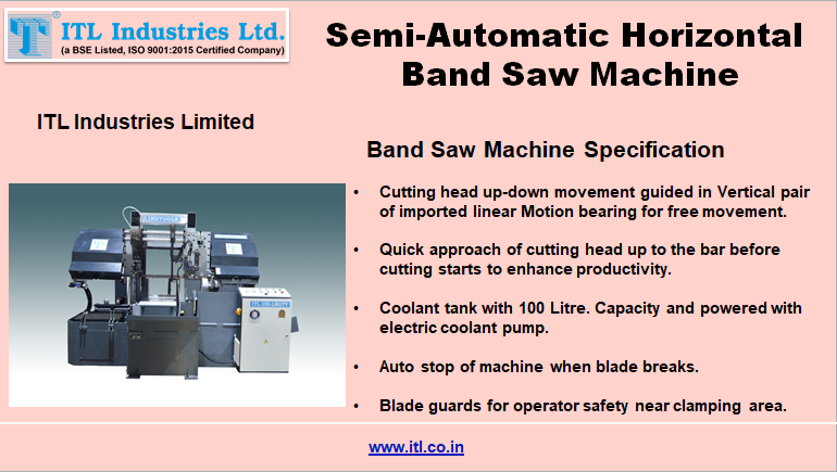 Semi Automatic Horizontal Bandsaw Machine | ITL Industries Limited | by ...