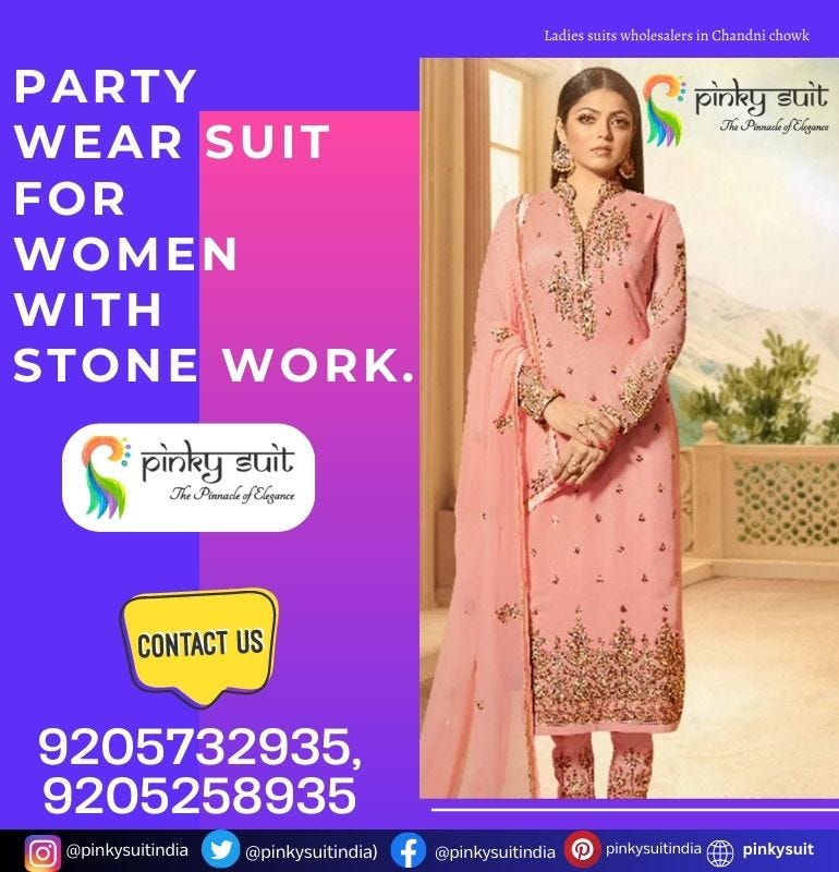Elevate Your Style with Exquisite Stone Work Ladies Suits from Pinky ...