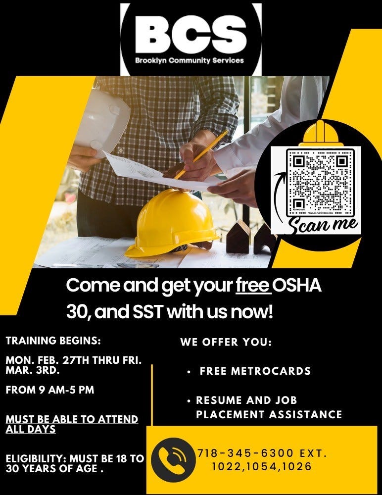 Free OSHA Certification with Brooklyn Community Services — Starting 2/ ...