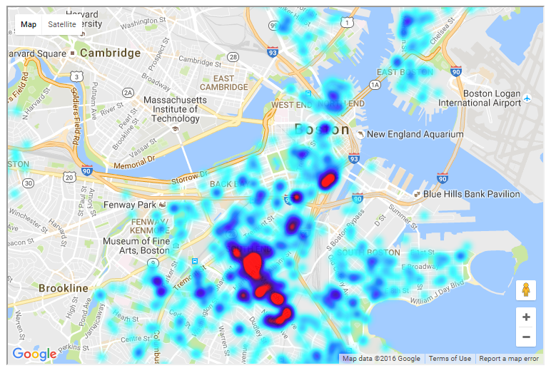 Where to get stuck in Boston: Needle Heatmap | by Joshua Eddy | Medium