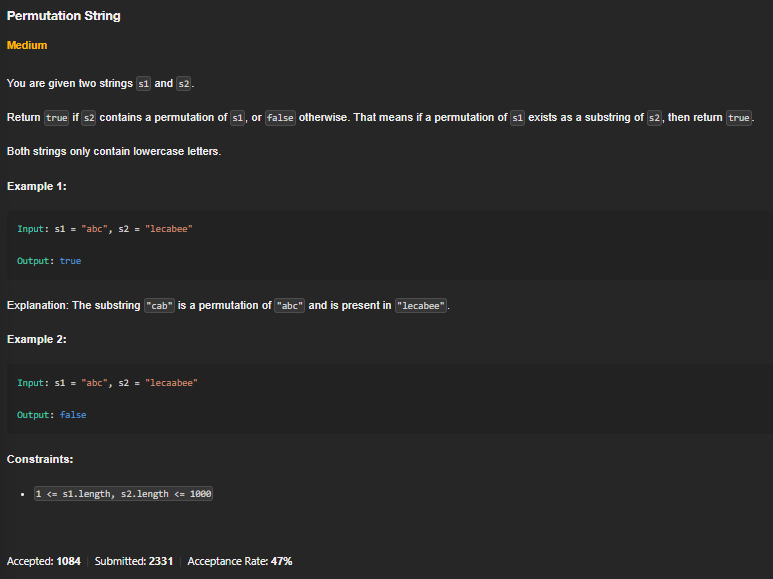 Daily Leetcode Sliding Window Permutation In String By Kimisnotcoding Jun 2024 Medium