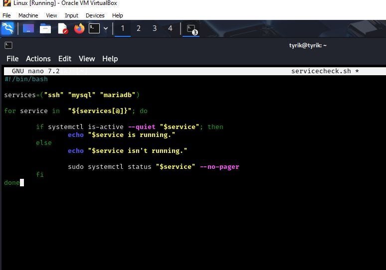 Testing out some shell scripting for checking active services, common ...