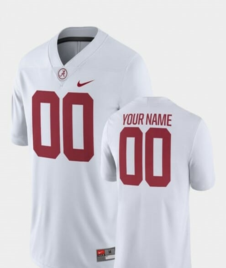 Alabama Crimson Tide Custom Name and Number College Football Game White ...