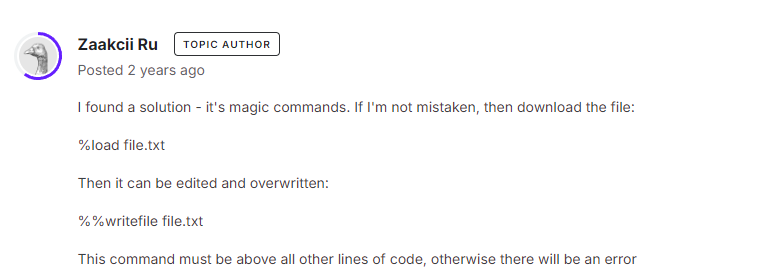 A Simple Trick To Edit Files In Kaggle Using Magic Commands By Roscoe Kerby Roscode Medium