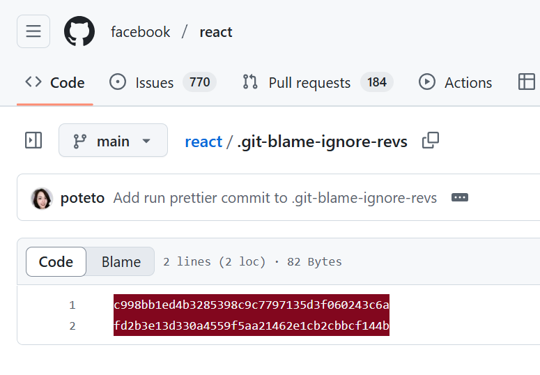 `.git-blame-ignore-revs` file in React vs Refine. | by Ramu Narasinga | Mar, 2025 | Medium