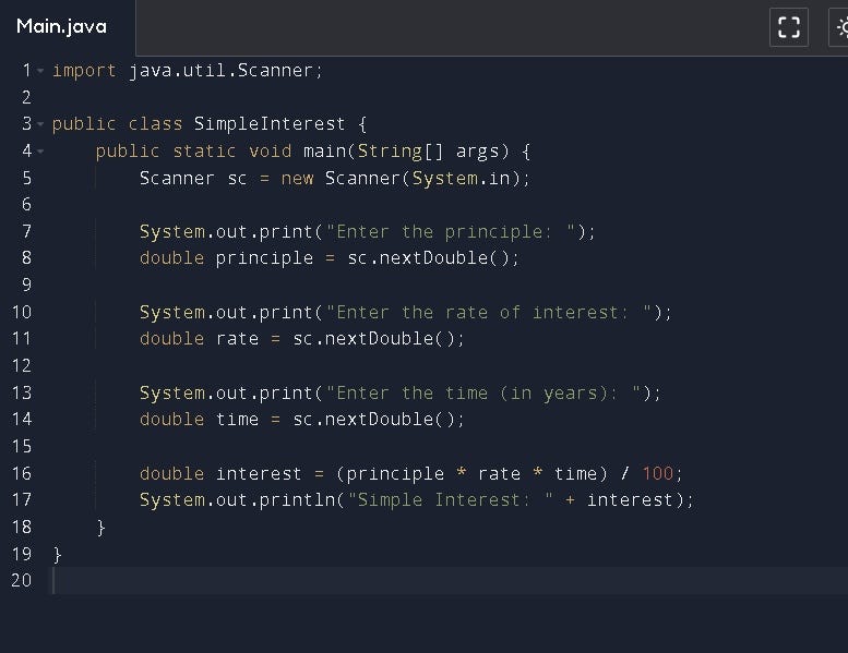 Compute Simple Interest , Take Principle , ROI and Time as an Input ...