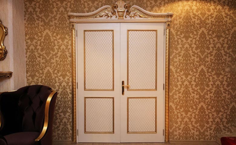 Wooden lobby door All wood door. The all-wood lobby door at first ...