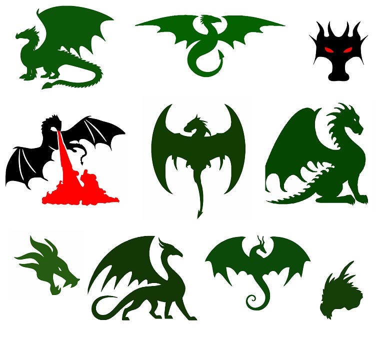 Dragons svg image bundle clip art drawing - Abananas - Medium