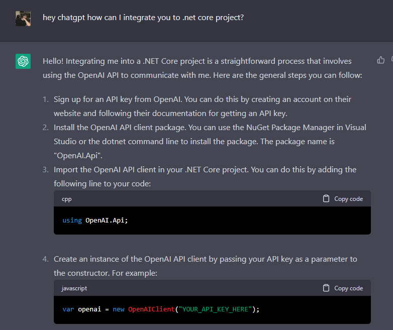 ChatGPT client integration to .Net Core Web API | by Mehmet Yener ...