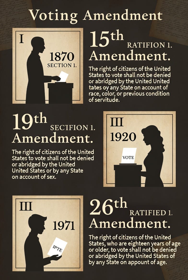 Voting in America — 15th Amendment — 19th Amendment — 26th Amendment ...