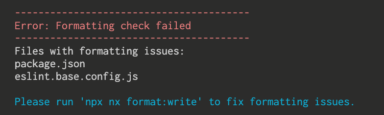 Making nx format:check Prettier. The primary issue with nx format:check ...
