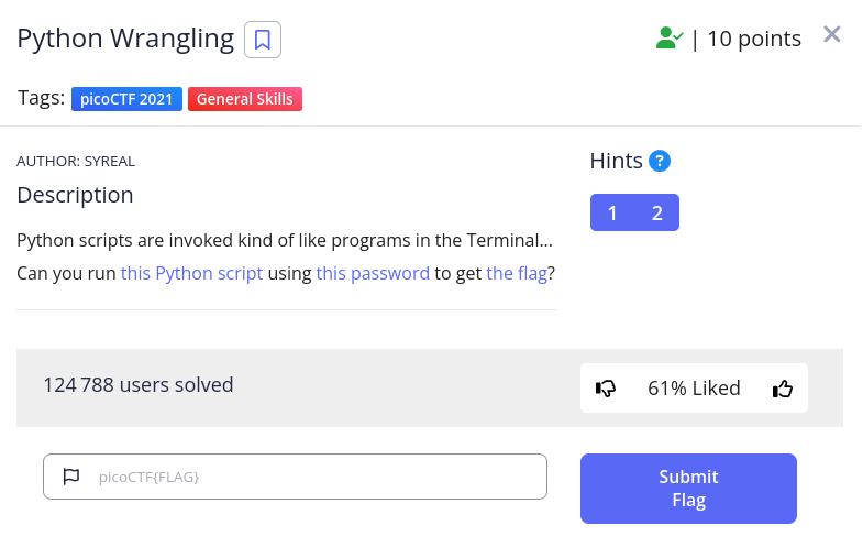 PicoGym challenge #01 General Skill solve : Mastering Python Wrangling | by Guelor | Medium