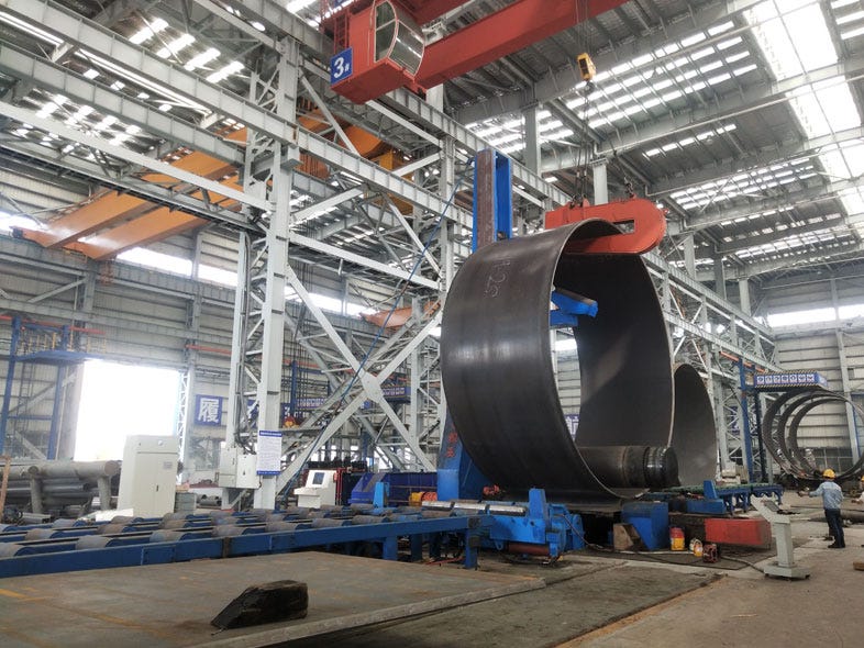 Wind Tower Bending Machine. CNC variable geometry three roll plate ...