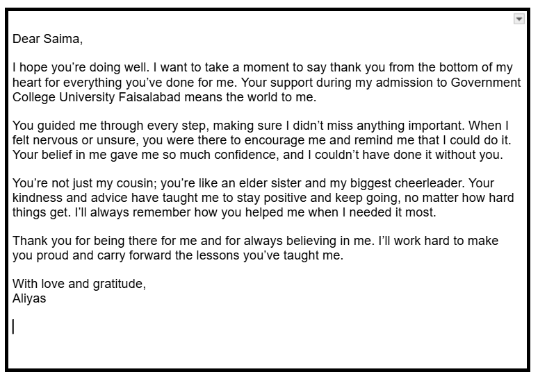 Writing a Gratitude Letter to My Cousin Saima | by Aliyas aly | Medium