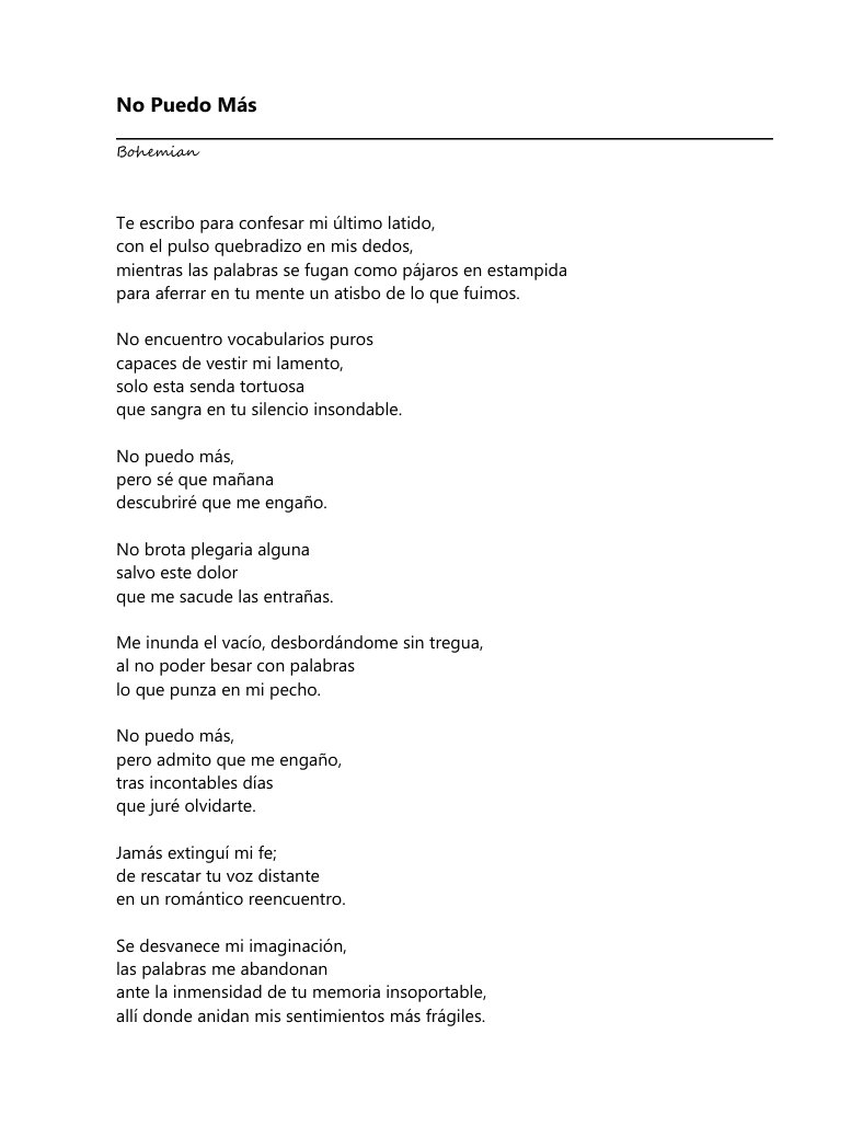 No Puedo Más. Te escribo para confesar mi último… | by Bohemian ...