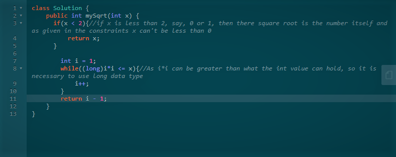 69. Sqrt(x) (Leetcode || Java || Easy) | by Palakkgoyal | Medium