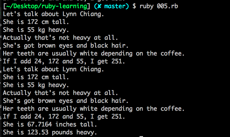 Learn Ruby The Hard Way Exercise #005 | by Lynn Chiang | Medium