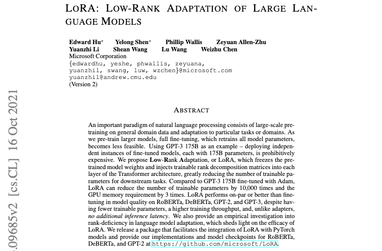 Large Language Model Paper Reading~LoRA: Low-Rank Adaptation of Large Language Models | by ...