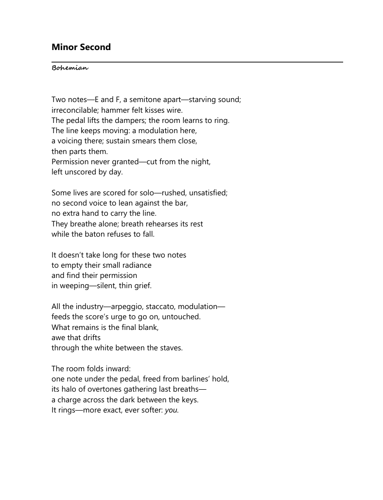 Minor Second. Two notes — E and F, a semitone apart —… | by Bohemian ...