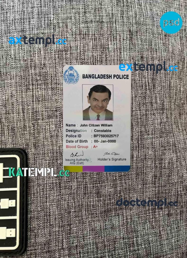 Bangladesh police ID card editable PSD files, scan look and photo ...