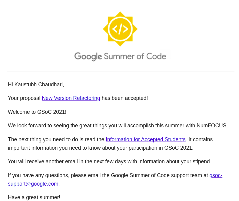 Google Summer of Code 2021 -Selection | by Kaustubh | Medium