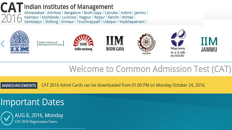 IIM CAT 2016: Admit card can be downloaded today from 1 pm @ iimcat.ac ...