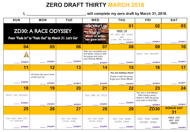Zero Draft Thirty: Story Prep. In March, write a draft of an original ...
