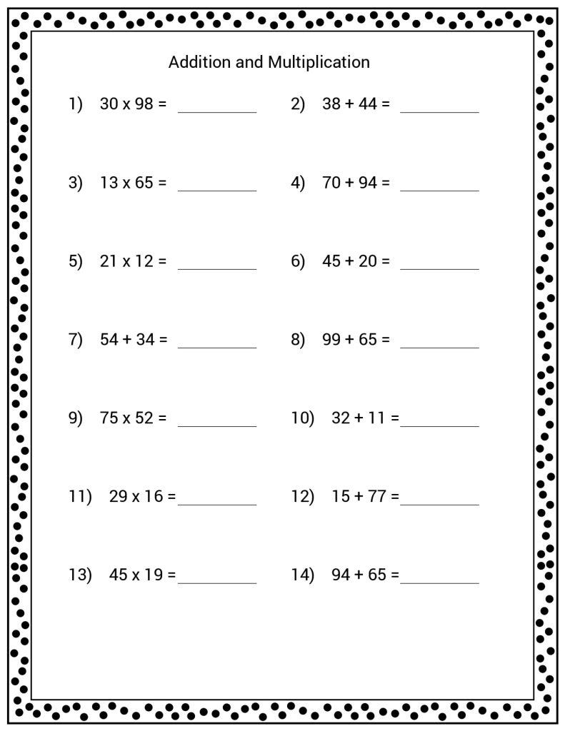 Practice: Addition and Multiplication from 10 to 99! PRINTABLE | by ...