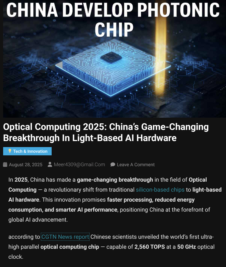Optical Processor Breakthroughs in Fall 2025 Accelerate AI, But True General-Purpose Use Remains ...