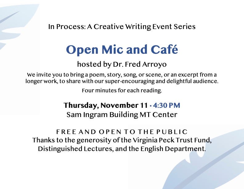 Open Mic and Café on November 11 - In Process - Medium