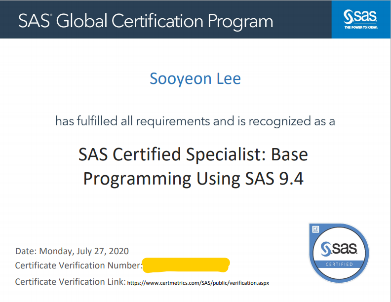 SAS BASE 자격증 취득 후기(2020) - Sooyeon, Lee - Medium