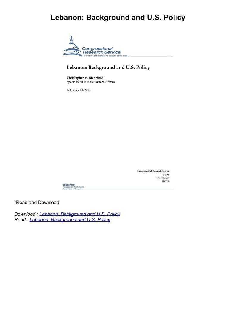 PDF Lebanon: Background and U.S. Policy | by Rehuioparetda Shorten ...