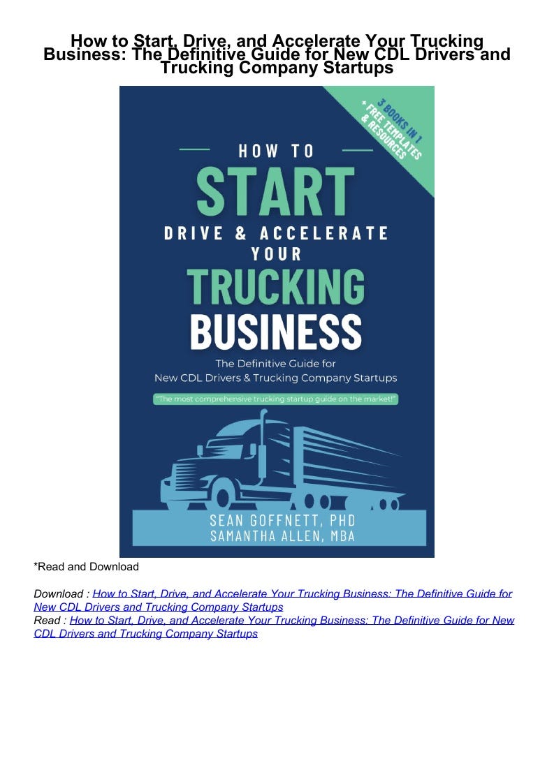 READ How to Start, Drive, and Accelerate Your Trucking Business: The ...