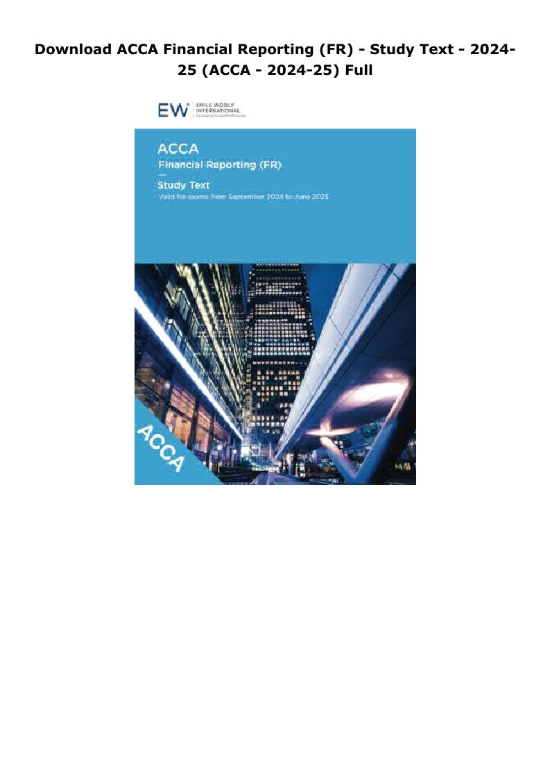 PDF ACCA Financial Reporting FR — Study Text — 2024–25 ACCA — 2024–25 Full | by ...