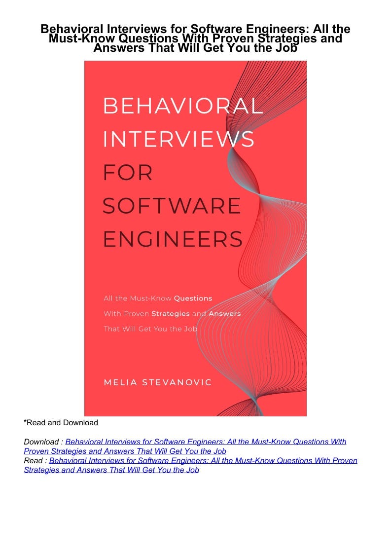 Download Behavioral Interviews Read pdf For Software Engineers: All the Must-Know Questions With ...