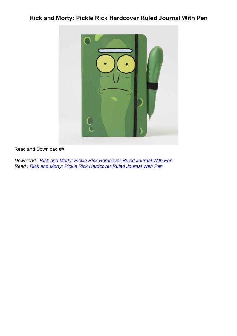 read⚡ Rick and Morty: Pickle Rick Hardcover Ruled Journal With Pen ...