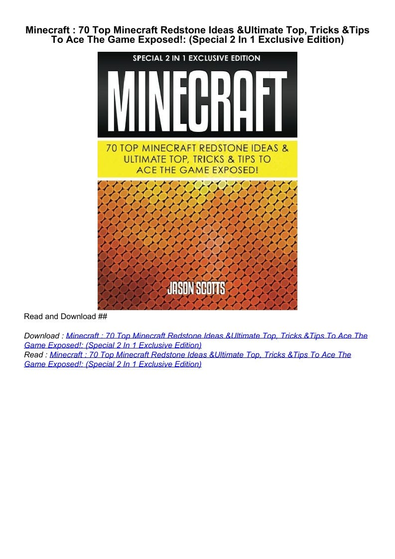 [PDF⚡READ ONLINE] Minecraft : 70 Top Minecraft Redstone Ideas ...