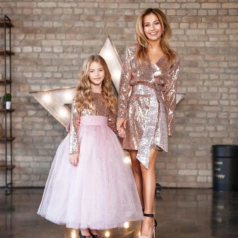 New Stunning Sequin Mom And Me Matching Dresses For Family - Nasiruddin Ahmed - Medium