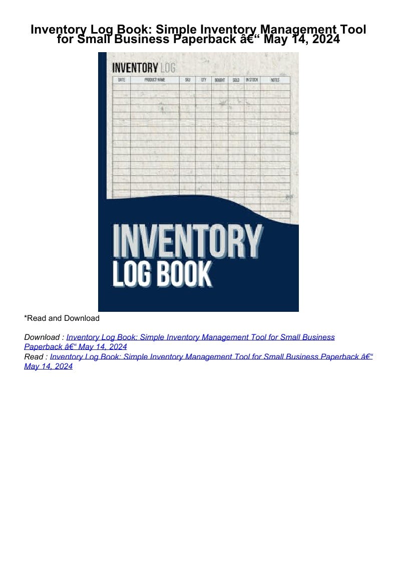 download Inventory Log Book: Simple Inventory Management Tool for Small ...