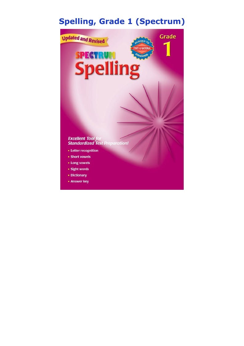 PDF Spelling, Grade 1 (Spectrum) - Sgabi - Medium