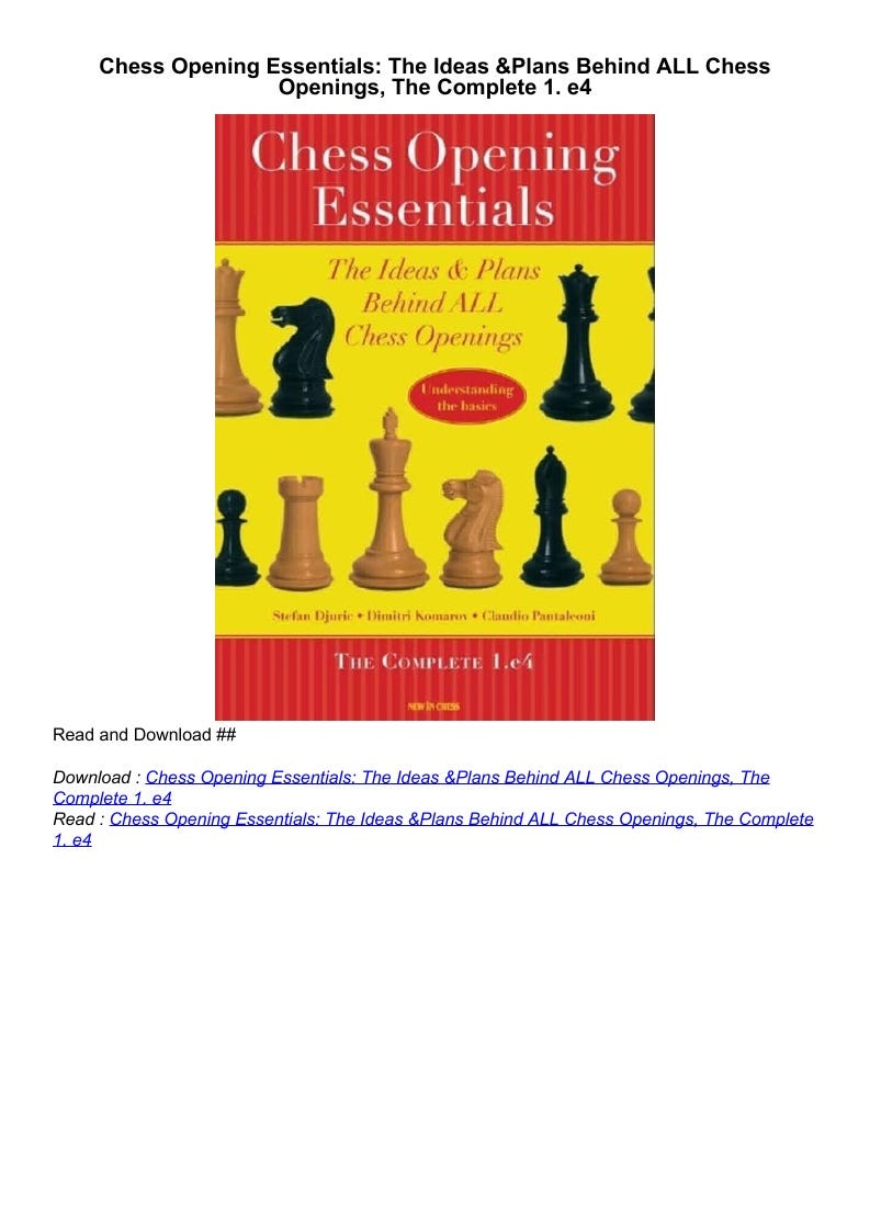 get [PDF] Download Chess Opening Essentials: The Ideas & Plans Behind ...