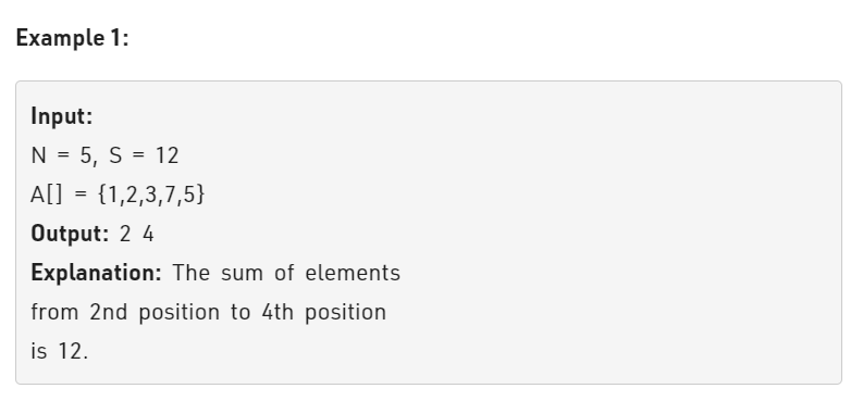 Subarray with given sum - Barenya Kumar Panda - Medium