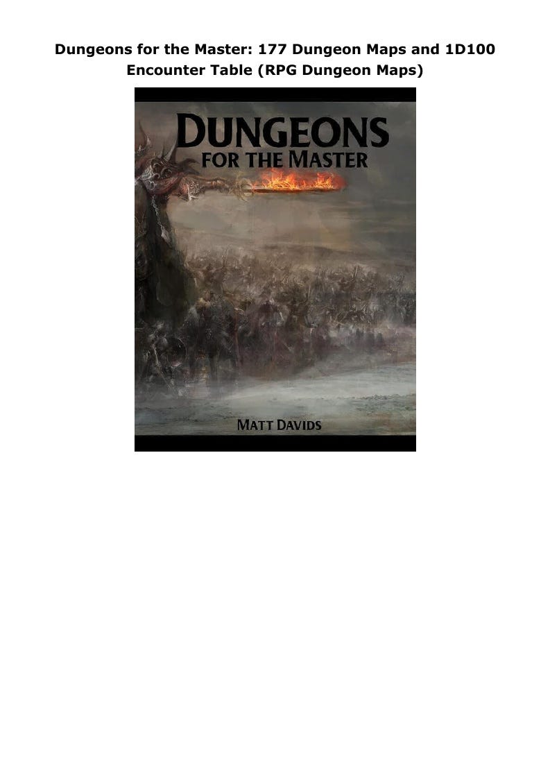 Download PDF Dungeons for the Master: 177 Dungeon Maps and 1D100 ...