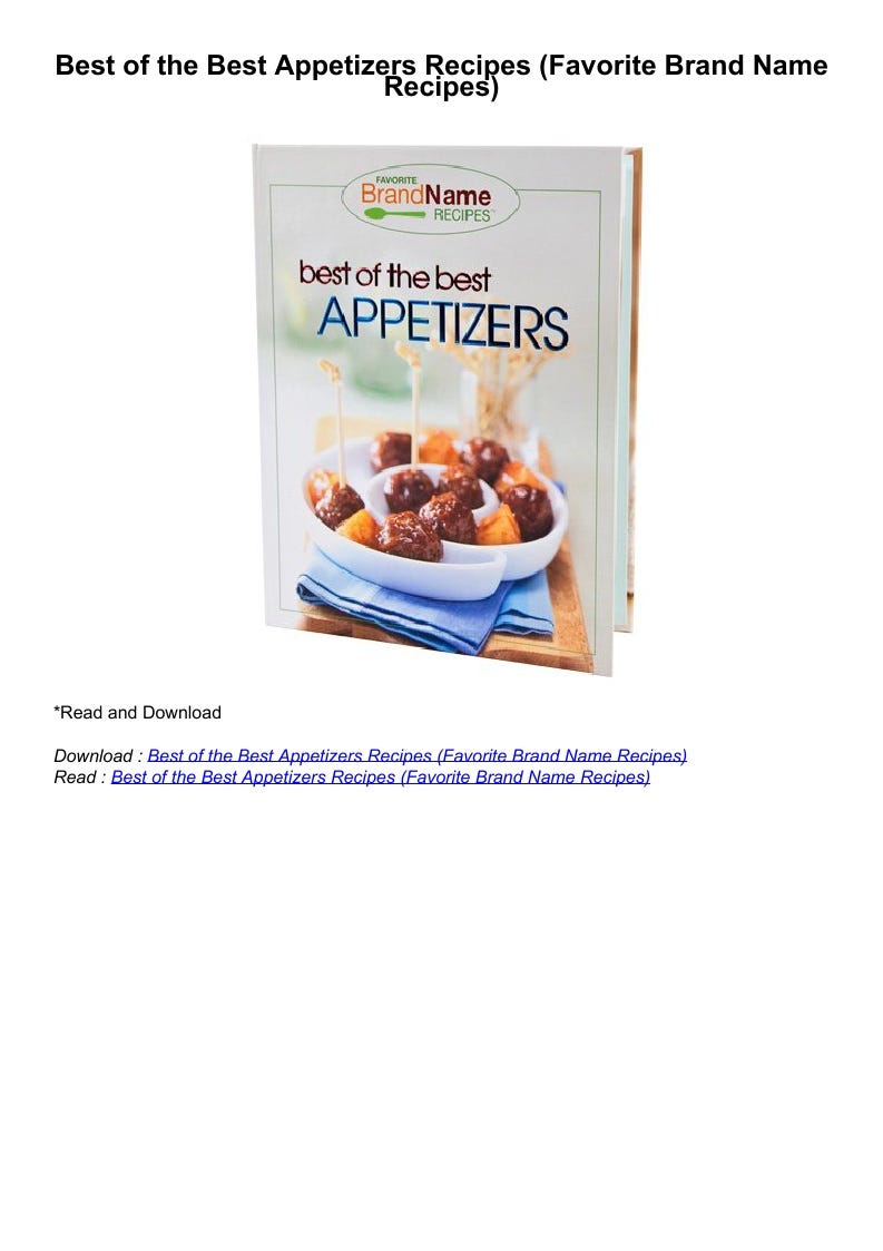 pdf download Best of the Best Appetizers Recipes (Favorite Brand Name ...